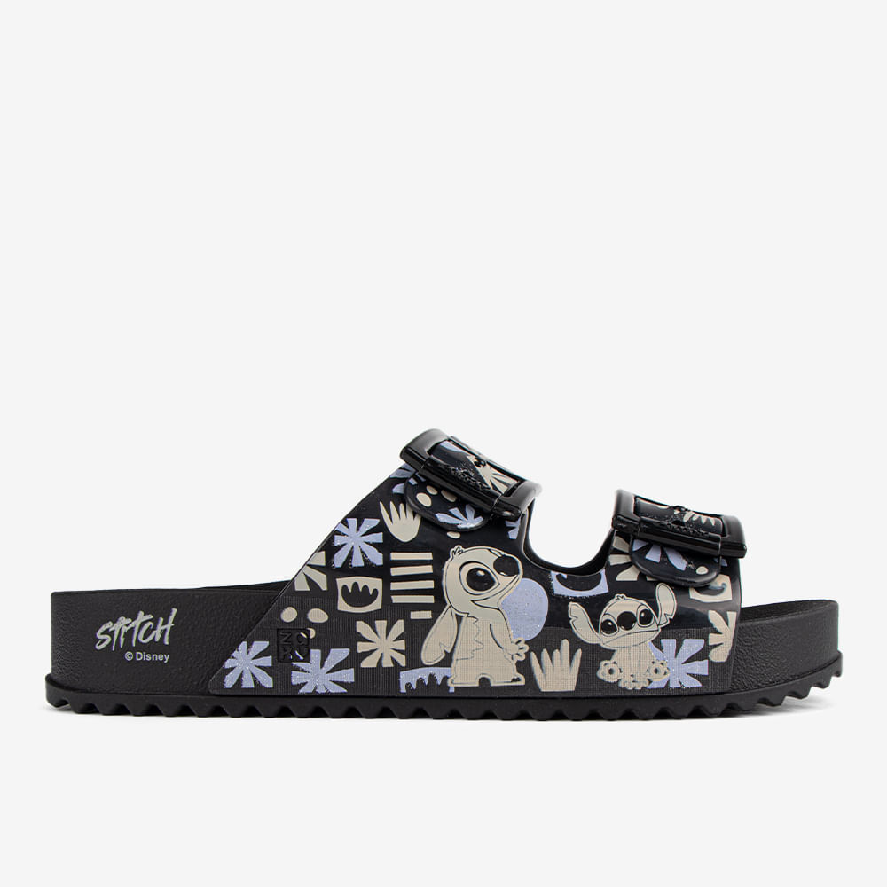 Sandalia slider de mujer Stitch negro 2SGC49 | STITCH